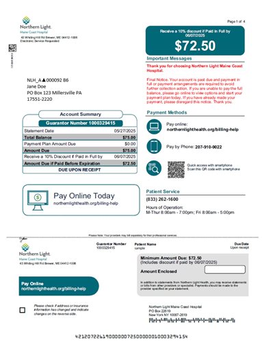 Billing Statement Explanations - Northern Light Health