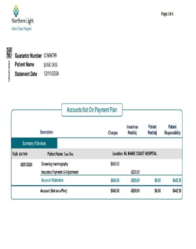 Billing Statement Explanations - Northern Light Health