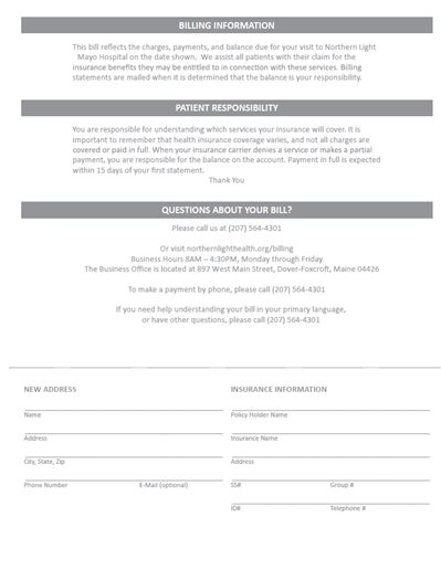 Billing Statement Explanations - Northern Light Health